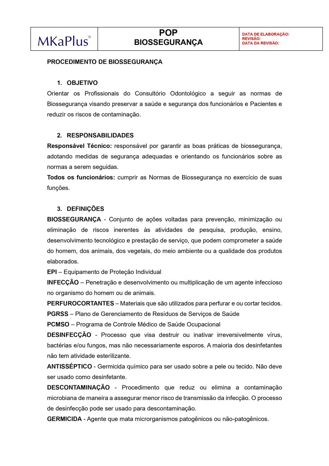 POPs para Consultório Odontológico - POPs Prontos e Editáveis